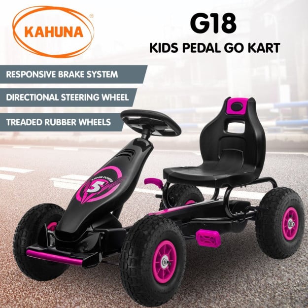 Kahuna G18 Kids Ride On Pedal Go Kart - Rose Pink | Kahuna