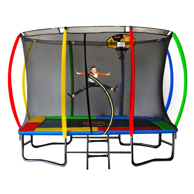 Kahuna Trampoline 8 ft x 11 ft Outdoor Rectangular Rainbow | Kahuna